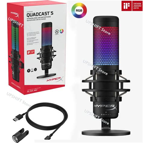 Hyperx 쿼드캐스트 S Rgb Usb 콘덴서 마이크 Pc Ps4 Ps5 Mac용 진동 방지 충격 마운트 4 폴라 패턴