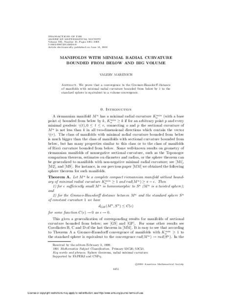 Pdf Manifolds With Minimal Radial Curvature Bounded From Below And Big Radius