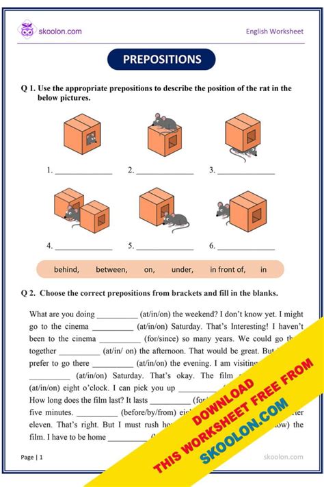 Prepositions Worksheet With Answers 5