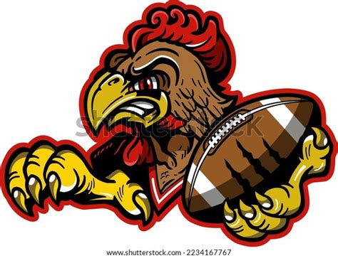 Angry Gamecock Mascot Holding Football School Stock Vector Royalty