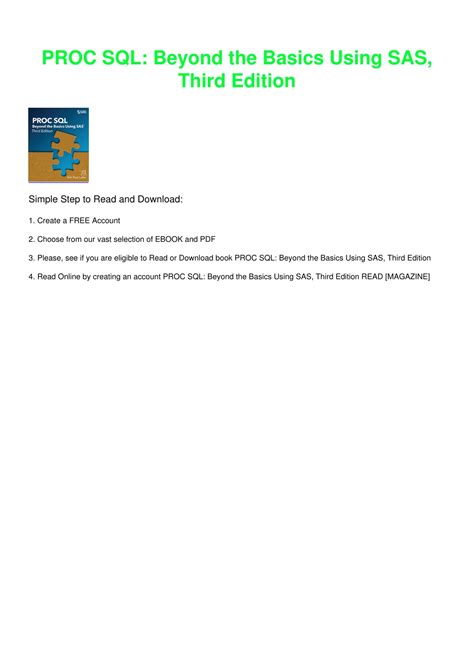 Ppt Downloadpdf Proc Sql Beyond The Basics Using Sas Third Edition Powerpoint Presentation