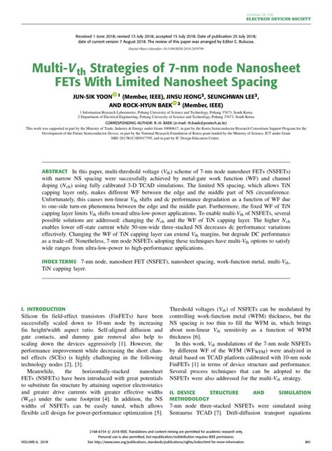 Pdf Multi Vth Strategies Of 7 Nm Node Nanosheet Fets With Limited Nanosheet Spacing