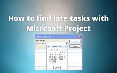 Finding Late Tasks With Microsoft Project Custom Filters