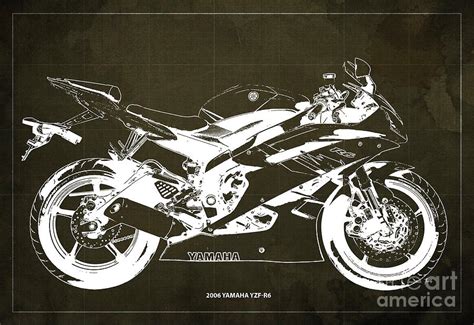 2006 Yamaha Yzf R6 Blueprintbrown Vintage Backgroundspecial T For