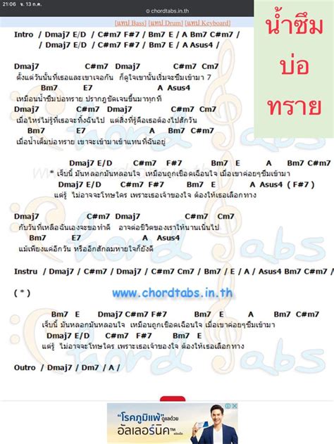 น้ำซึมบ่อทราย คอร์ดอูคูเลเล่ คอร์ดกีต้าร์ คอร์ดกีตาร์