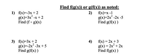 Solved Find F G X Or G F X As Noted 1