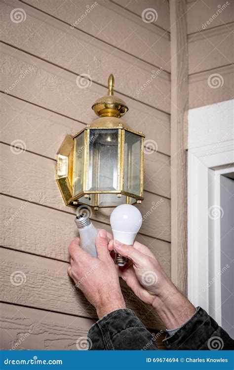 LED Light Replacement From Incandescent Stock Photo Image Of Repair Replacing