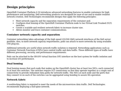 Physical Network Design Design Guide—red Hat Openshift Container Platform 4 10 On Intel