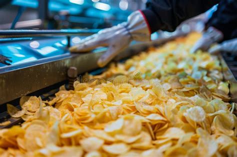 Potato Chips Production Line Food Industry Working On Automated