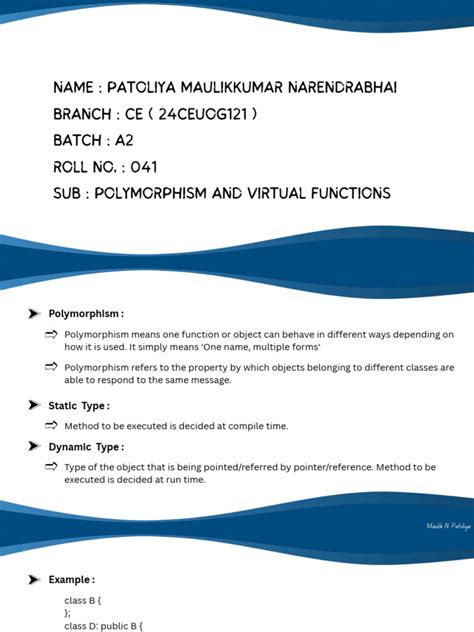 Polymorphism And Virtual Functions Pdf Class Computer Programming