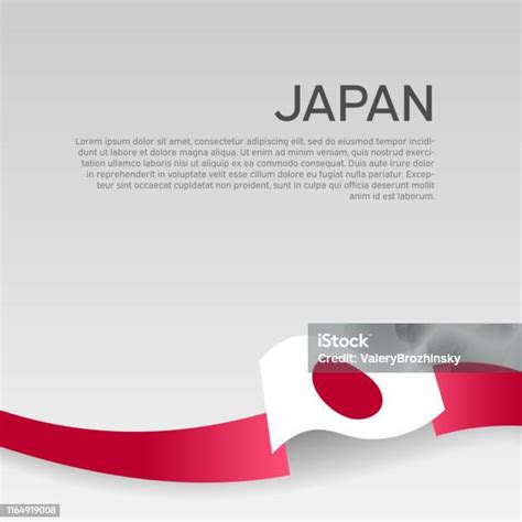 일본 국기 배경입니다 흰색 배경에 일본의 물결 모양리본 색상 플래그 국가 포스터 벡터 커버 디자인 국가 애국 배너 전단지 개념에