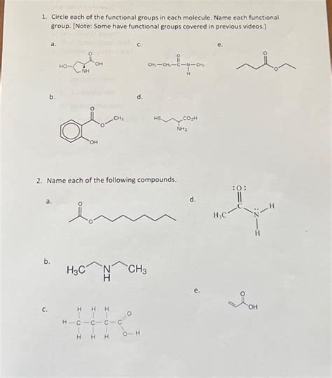 Solved 1 Circle Each Of The Functional Groups In Each