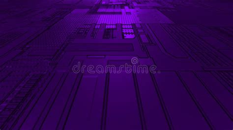 Purple Computer Chipset Pattern 3d Futuristic Technology Background