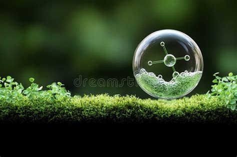 A Clear Globe With A Molecular Structure Surrounded By Lush Green Moss Symbolizing Environmental