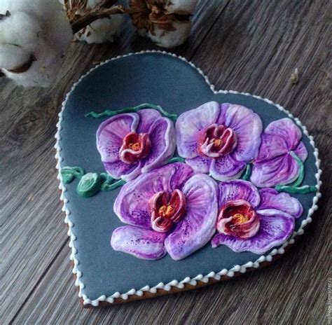 Пряник сердце с орхидеями в интернет магазине на Ярмарке Мастеров Набор пряников Архангельск