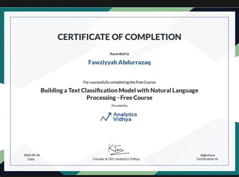 Nlp Datascience Machinelearning Analyticsvidhya Certification Fawziyyah Abdurrazaq
