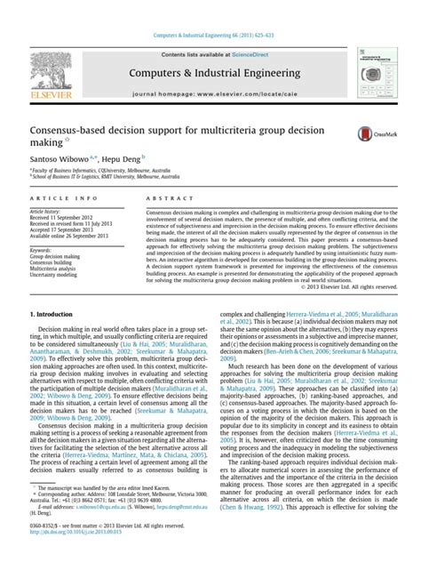 Consensus In Group Decision Making Pdf Decision Making Group Decision Making