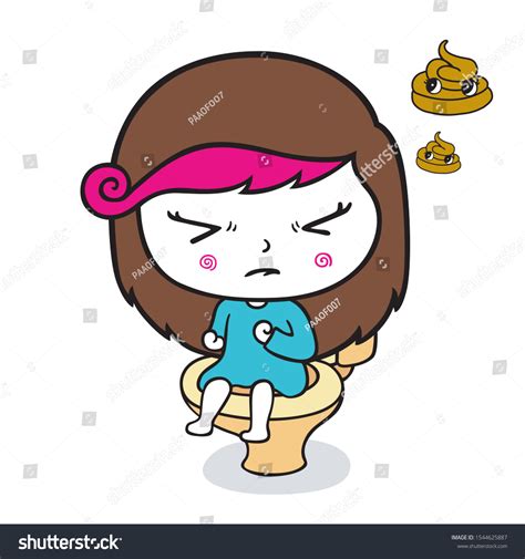 Cartoon Funny Girl Sitting Toilet Flushing Stock Vector Royalty Free 1544625887 Shutterstock