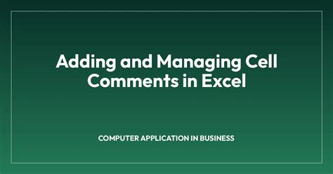 Adding And Managing Cell Comments In Excel Gender Studies