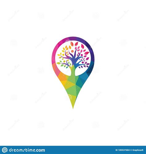 GPS And People Tree Vector Logo Design Stock Vector Illustration Of Communication Leaf