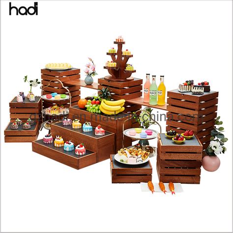 Buffet Dessert Decoration Display Stand Tiered Wooden Cake Stand