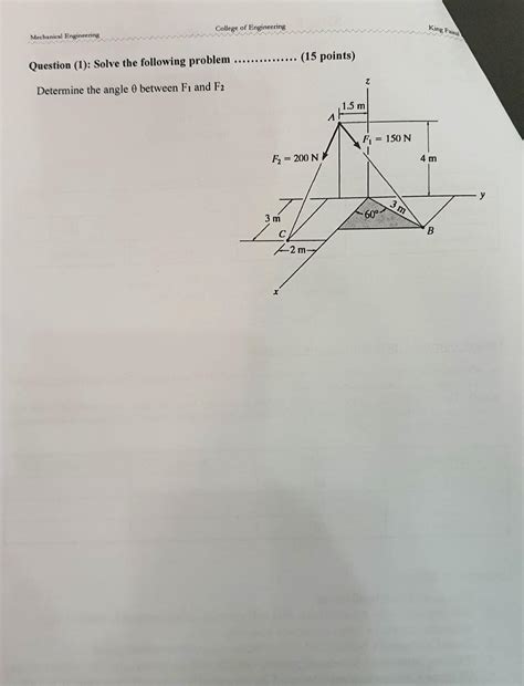 Solved Determine the angle θ between F and F Chegg com