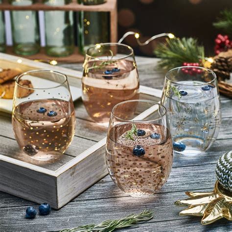 Party Set Of 4 Stemless Wine Glasses Mikasa