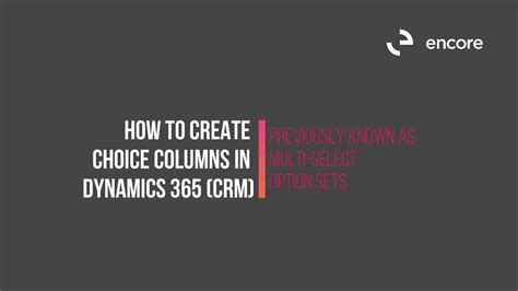 Choices Multi Select Option Sets In Dynamics CRM YouTube