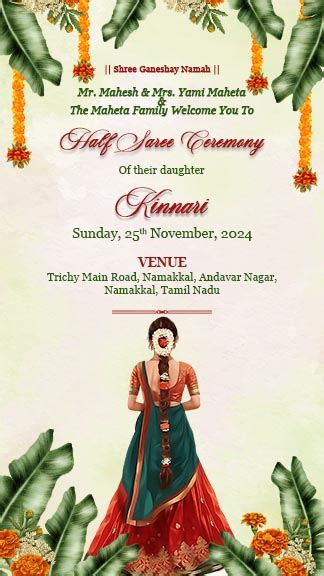 29k Free Half Saree Function Invitation Templates