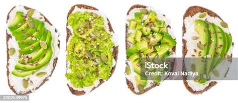 건강 한 아보카도 토스트 아침 또는 점심 호밀 빵 얇게 썬 아보카도 흰색 배경에 고립 채식 음식 식물성 식단 클린 이팅 상의 View 0명에 대한 스톡 사진 및 기타 이미지