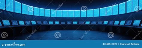Monitoring Cybersecurity Operations High Tech Control Room Digital Environment Futuristic