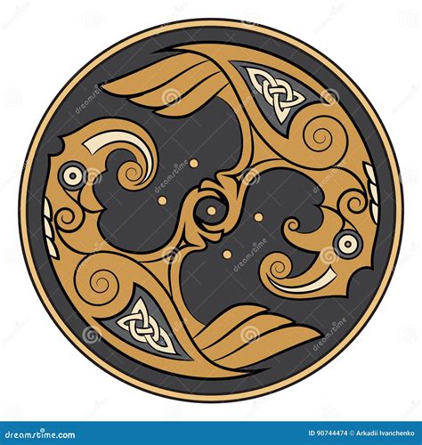 Two Ravens Of The God Odin In Scandinavian Style Huginn And Muninn