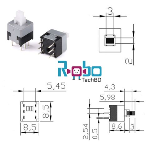 Push Switch 6 Pin Dpdt Self Locking Toggle On Off Type Robotech Bd