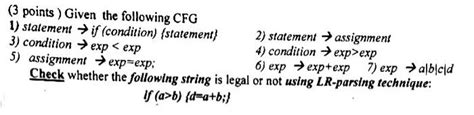 Solved 3 Points Given The Following Cfg 1 Statement →