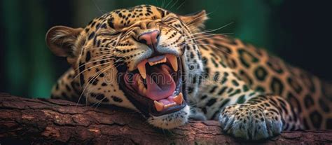A Jaguar With Its Mouth Open On A Black Background Stock Illustration Illustration Of Person