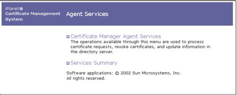Iplanet Certificate Management System Agents Guide Chapter 1 Agent Services