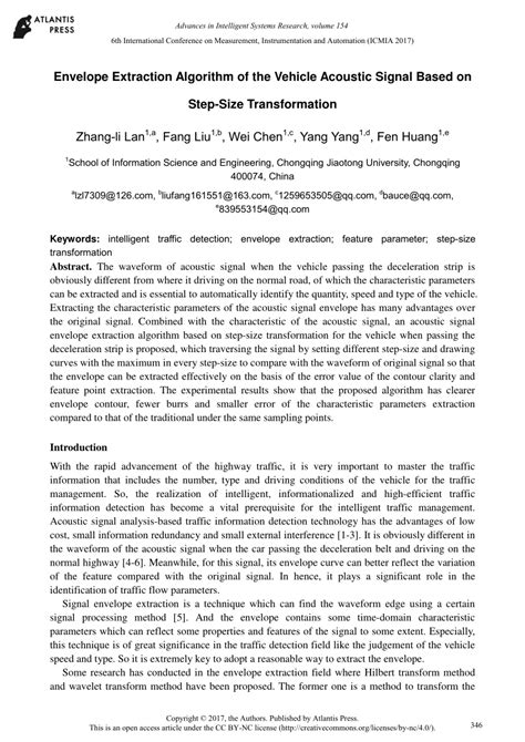Pdf Envelope Extraction Algorithm Of The Vehicle Acoustic Signal