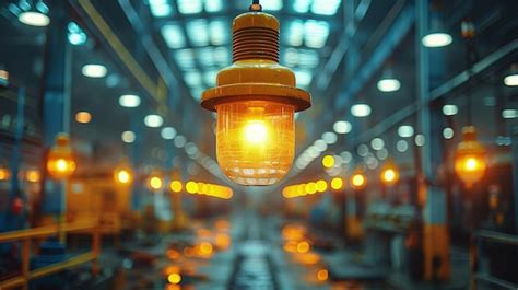 Overhead Halogen Lights In A Shipbuilding Yard Photorealistic Hd