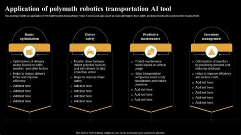 Application Of Polymath Robotics Transportation Introduction And Use Of