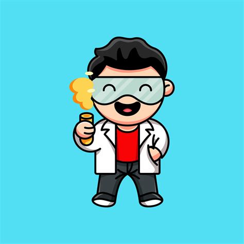 Cute Laboratory Holds Chemical Tube 11123592 Vector Art At Vecteezy