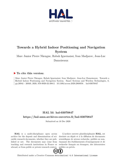 Pdf Towards A Hybrid Indoor Positioning And Navigation System