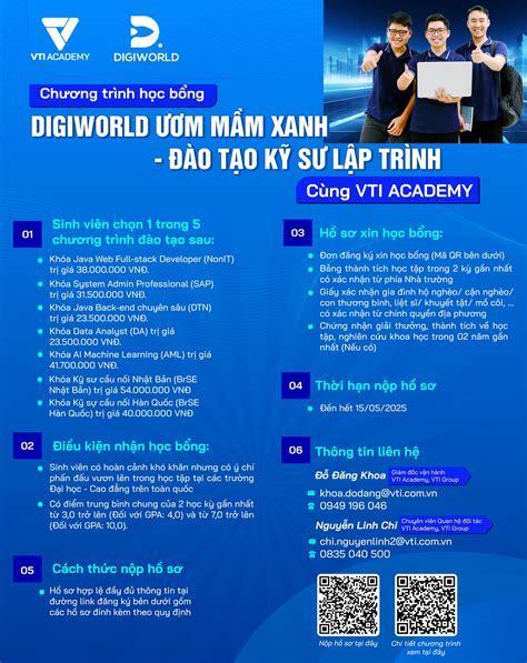 Khoa HỌc BỔng Digiworld ƯƠm MẦm Xanh ĐÀo TẠo KỸ SƯ LẬp TrÌnh ĐỢt 2