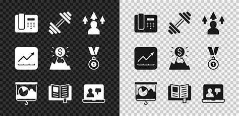 전화 24시간 지원 덤벨 프론트 엔드 개발 차트가 있는 칠판 독서 책 온라인 교육 재정 성장 증가 및 산 깃발 아이콘을 설정합니다 벡터 24에 대한 스톡 벡터 아트 및 기타