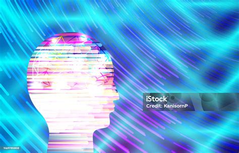 Ai 인공 지능 개념입니다 기술 빅 데이터 추상 와이어프레임 디지털 인간의 얼굴과 뇌 신경망이 글로우 곡선 선 배경에 있습니다 전자 마음 심층 기계 학습 개념에 대한 스톡