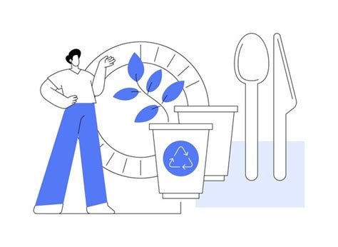 생분해성 일회용 식기 추상 개념 벡터 일러스트 레이 션 프리미엄 벡터
