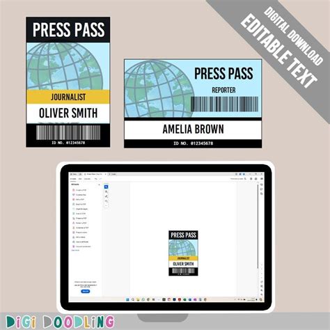 Free Press Pass Template Download Free Printable