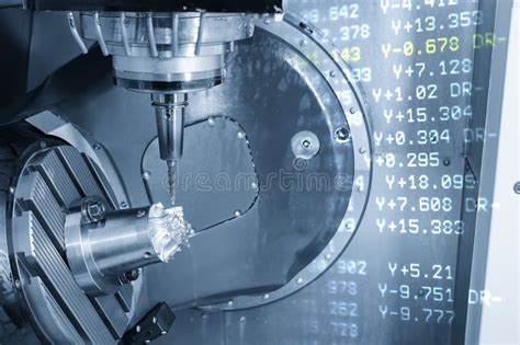 Abstract Scene The 5 Axis Cnc Milling Machine And G Code Data