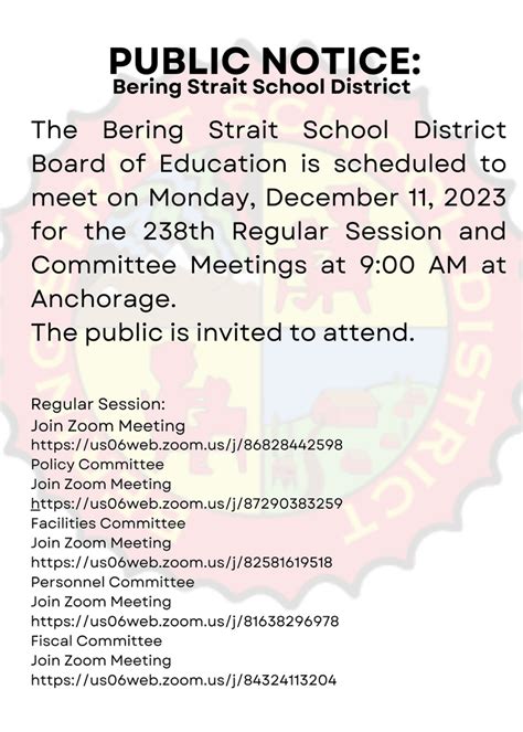 Bssd 238th Regular Session And Committee Meetings Public Notice