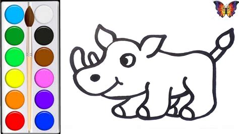 Как нарисовать НОСОРОГА мультик раскраска НОСОРОГ для детей Раскраски малышам Youtube