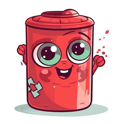 재활용 깡통 벡터 큰 눈을 가진 빨간색 플라스틱 쓰레기통 만화 상표 클립 아트 Png 일러스트 및 벡터 에 대한 무료 다운로드 Pngtree
